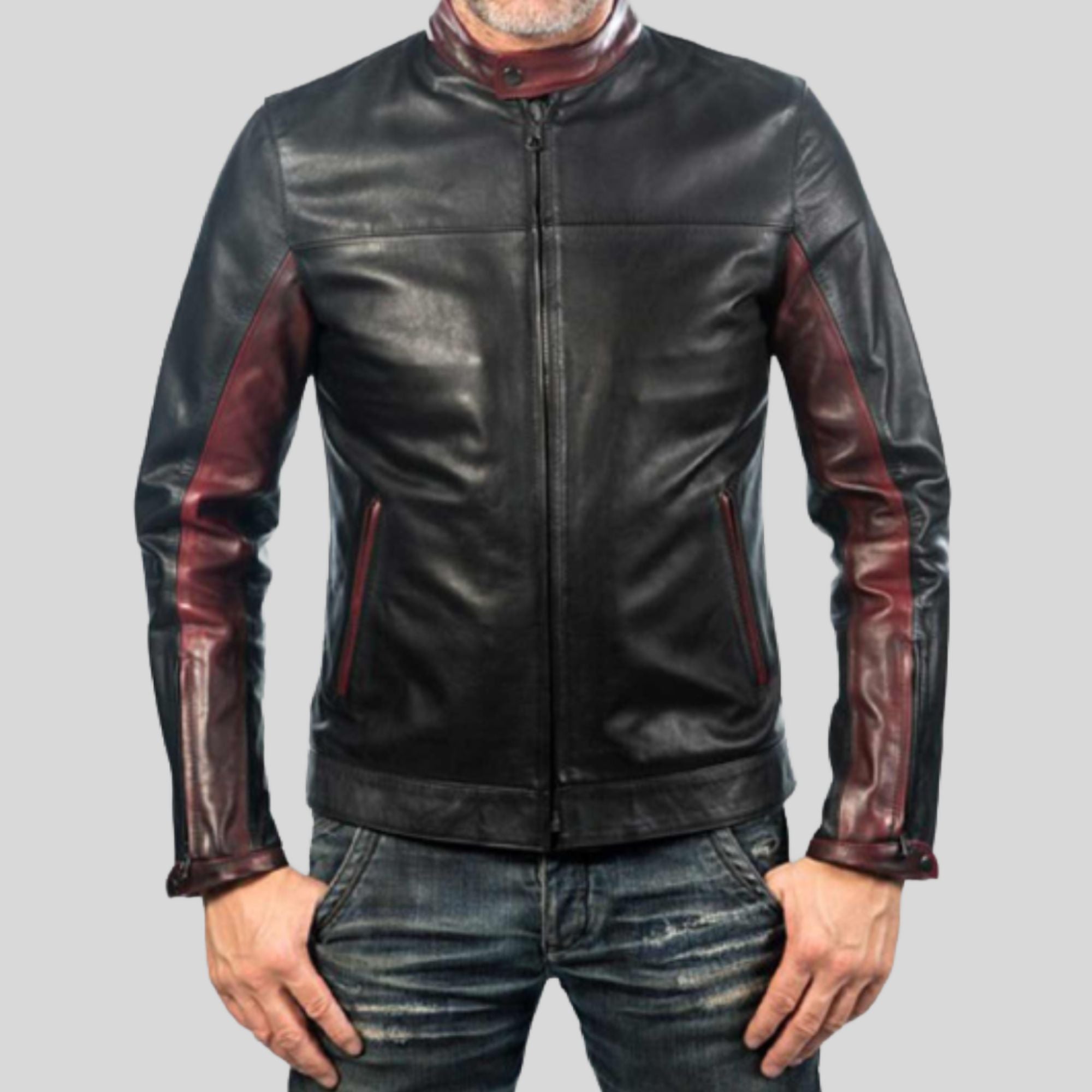 The Dark Knight Bruce Wayne Biker Leather Jacket – South Beach Leather